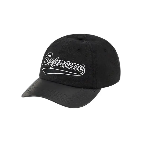 Supreme Leather Visor 6-panel Cap - Black