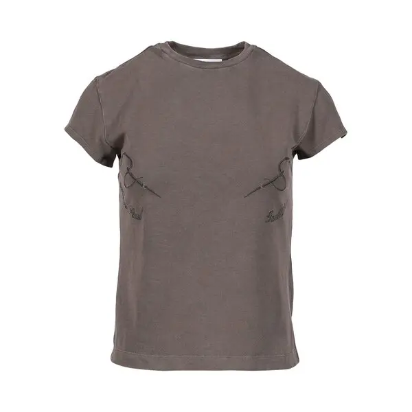 JEAN PAUL GAULTIER Stretch Cotton Baby Tee With Embroidery - Red