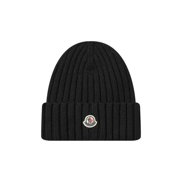 Moncler Ribbed Beanie - Black