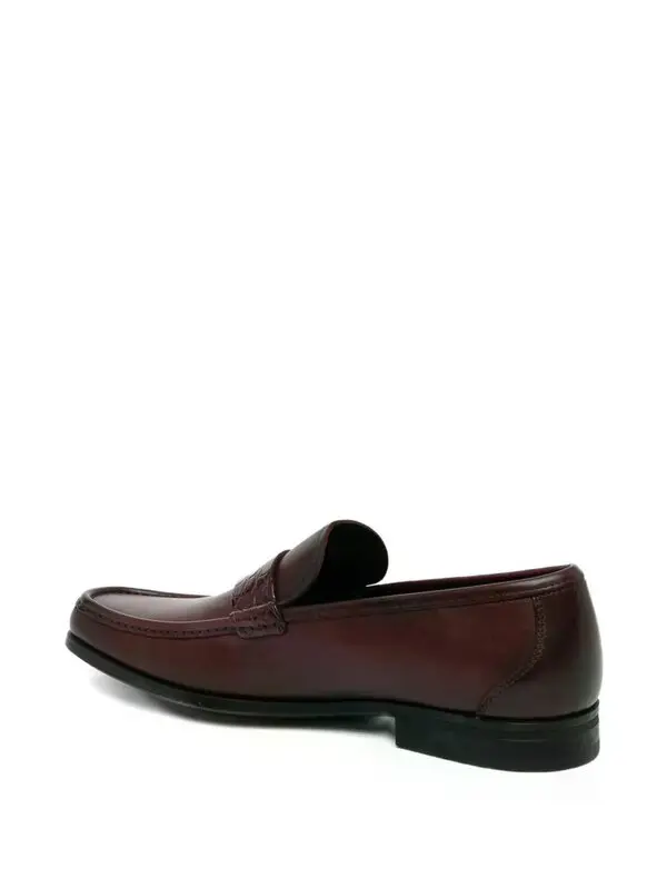 FERRAGAMO Gancini Leather Loafers - Red