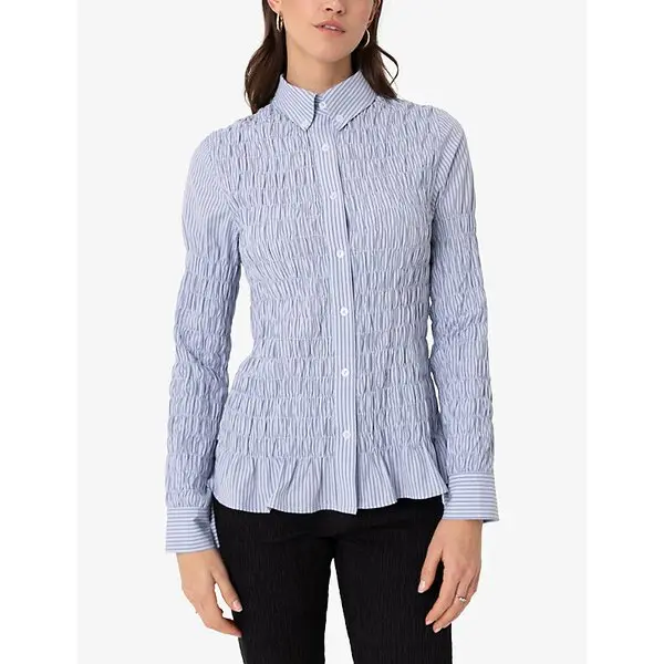 AMY LYNN Striped Cotton Shirt - Blue