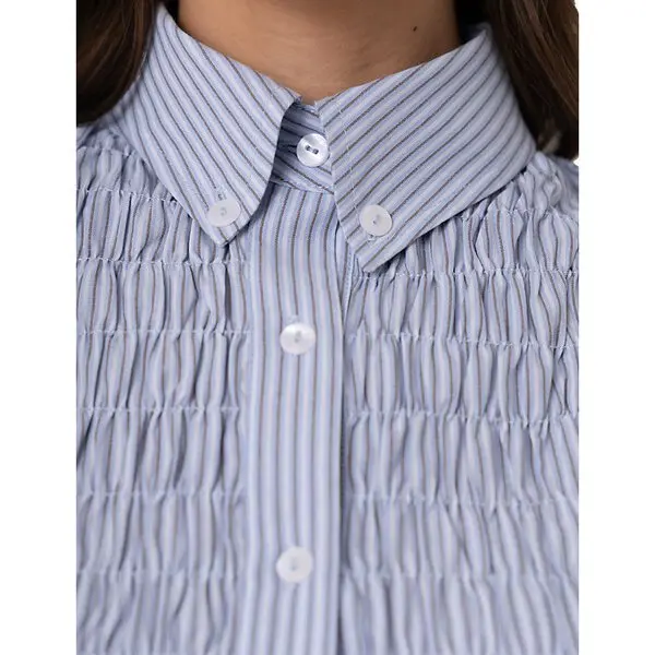 AMY LYNN Striped Cotton Shirt - Blue