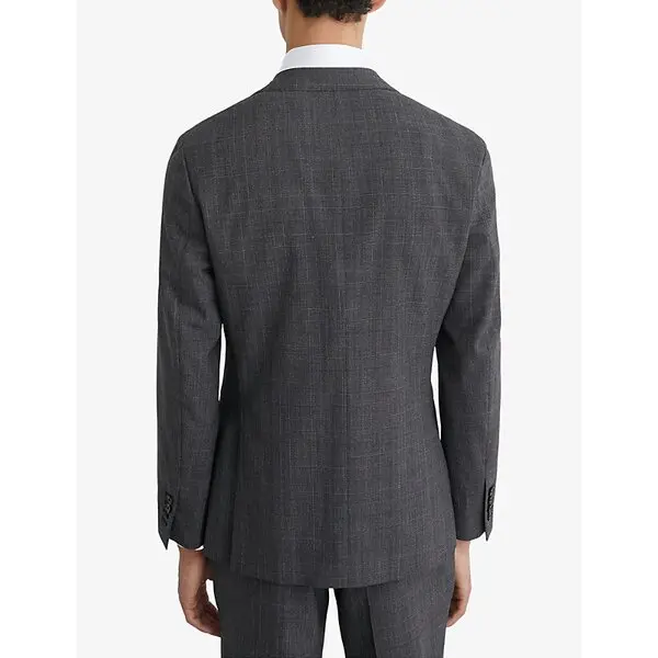REISS Single-breasted Check Wool-blend Blazer