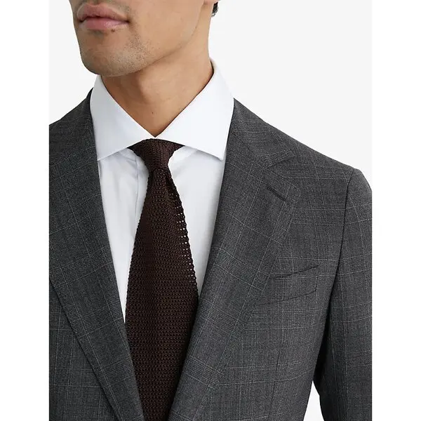 REISS Single-breasted Check Wool-blend Blazer