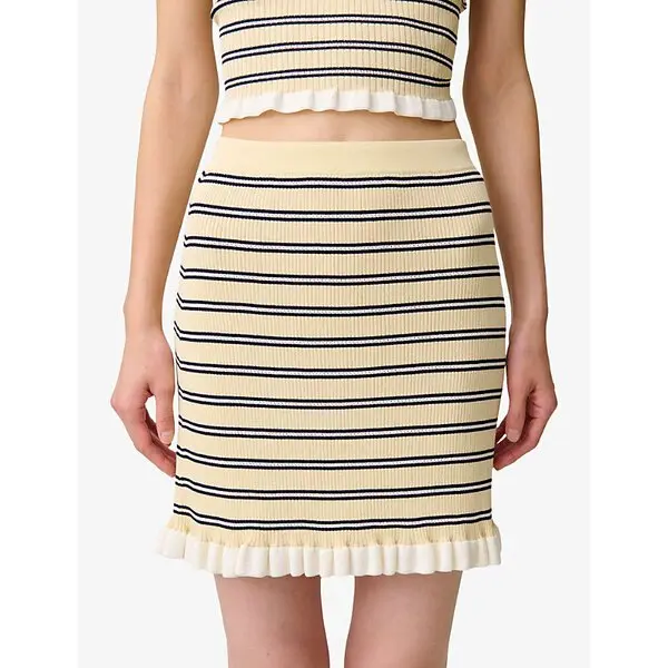 Claudie Pierlot Striped Ribbed Knit Mini Skirt