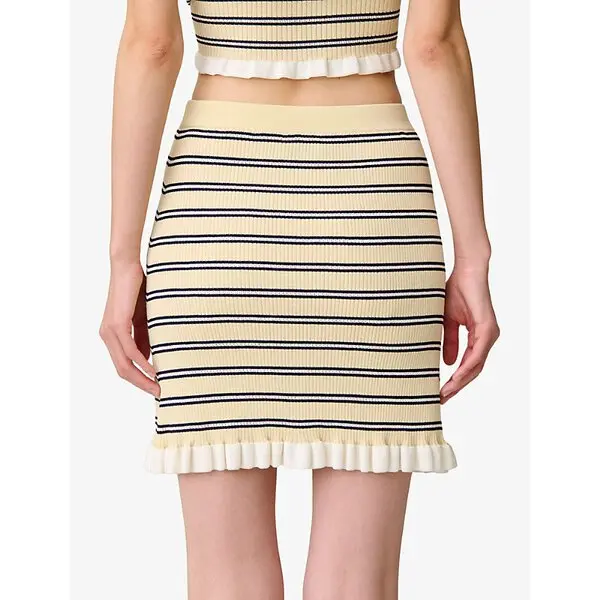 Claudie Pierlot Striped Ribbed Knit Mini Skirt