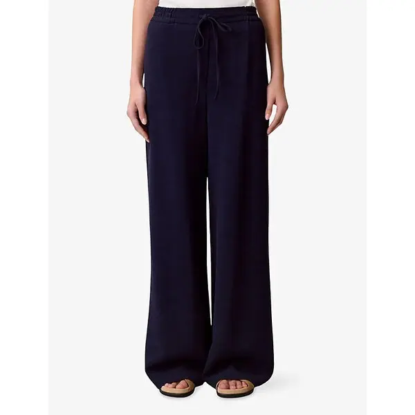 Claudie Pierlot Wide-leg Lyocell-blend Trousers - Navy