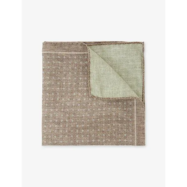 REISS Pier Diamond-print Silk Pocket Square - Light Brown
