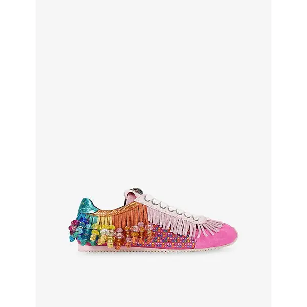 Kurt Geiger Islington Fringe Suede And Woven Trainers - Mult/other