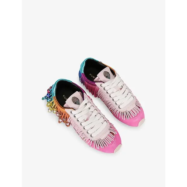 Kurt Geiger Islington Fringe Suede And Woven Trainers - Mult/other
