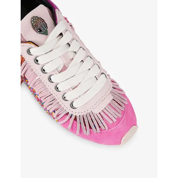 Kurt Geiger Islington Fringe Suede And Woven Trainers - Mult/other