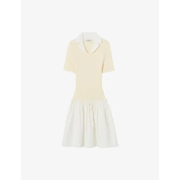 Claudie Pierlot Two-in-one Knitted And Cotton Mini Dress