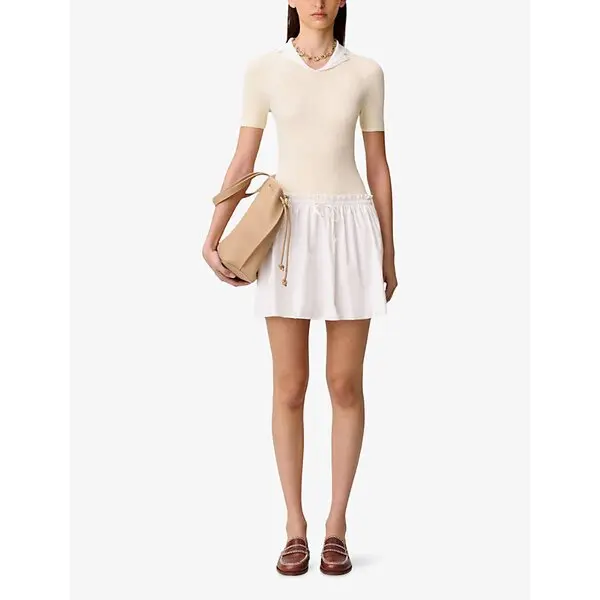 Claudie Pierlot Two-in-one Knitted And Cotton Mini Dress