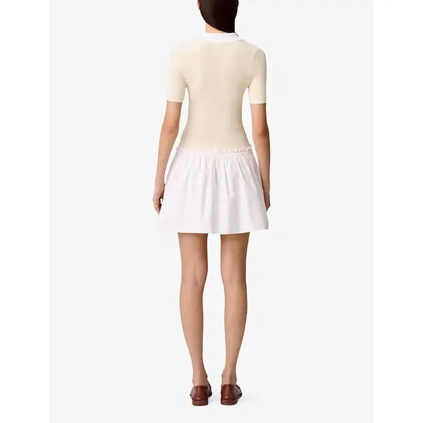 Claudie Pierlot Two-in-one Knitted And Cotton Mini Dress