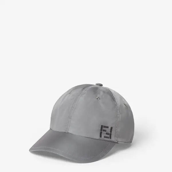 Fendi Nylon Baseball Cap With Ff Logo - Grey