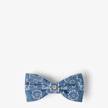 Fendi Ff And Floral Denim Hair Clip - Blue
