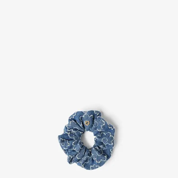 Fendi Ff And Floral Denim Hair Elastic - Blue