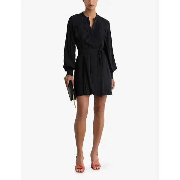 REISS Eliana Belted Woven Mini Dress