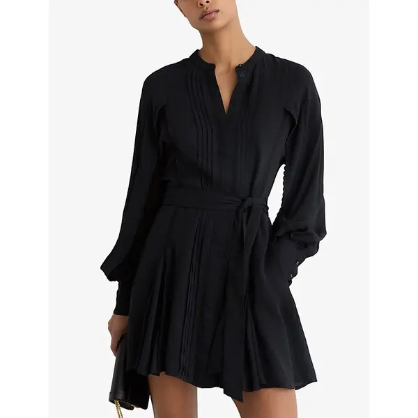 REISS Eliana Belted Woven Mini Dress