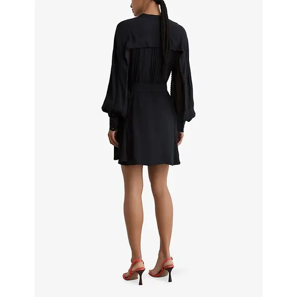 REISS Eliana Belted Woven Mini Dress