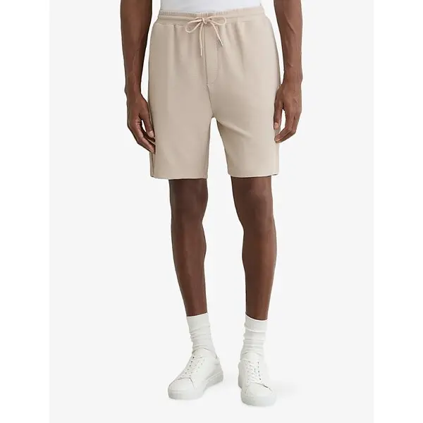 REISS Textured Stretch-woven Shorts - Stone