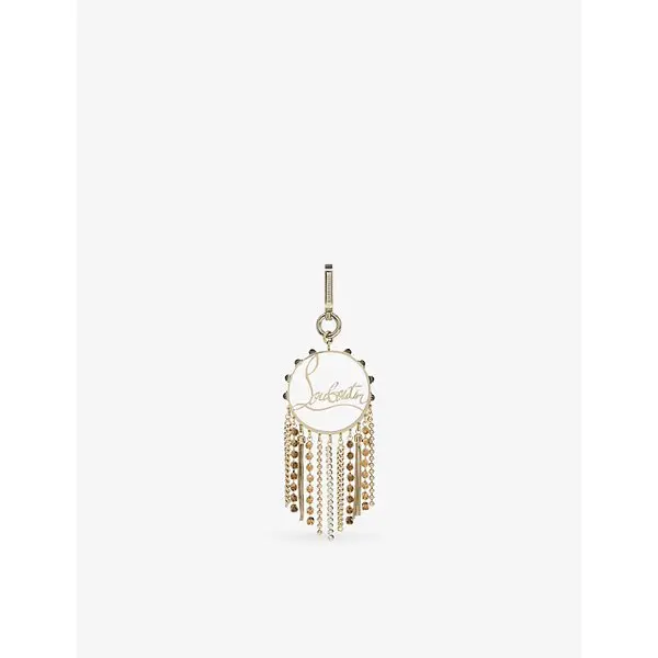 CHRISTIAN LOUBOUTIN Trapeze Crystal-embellished Keyring - Gold/gun Metal