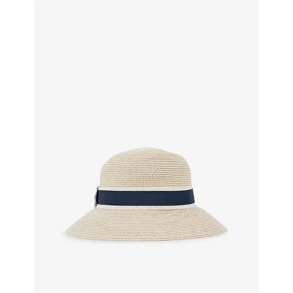 REISS Ribbon Trim Straw Hat - Natural
