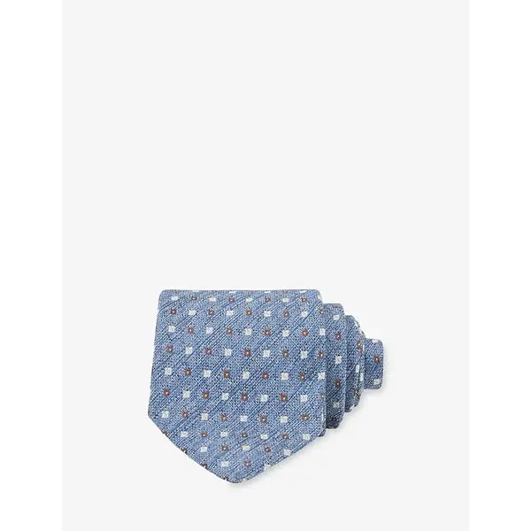 REISS Linen, Silk, And Cotton Tie - Airforce Blue