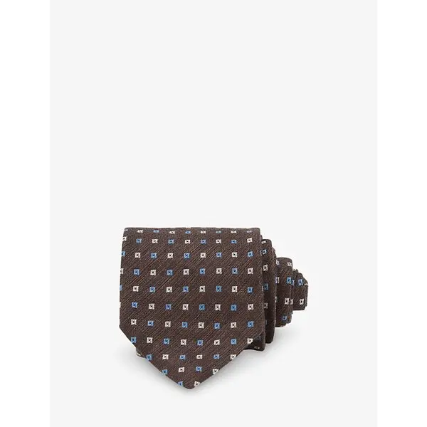 REISS Linen, Silk, And Cotton Tie - Chocolate Brown
