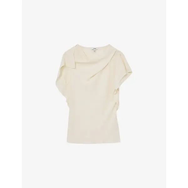 REISS Natalie Drape-neck Woven Top