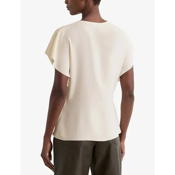 REISS Natalie Drape-neck Woven Top