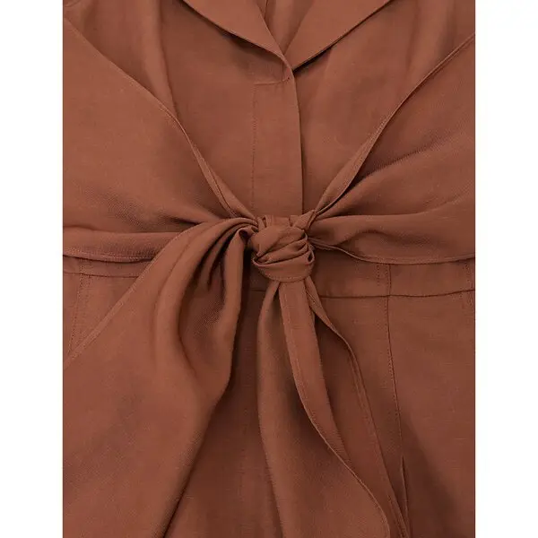 REISS Taya Tie-front Woven Jumpsuit - Rust Orange