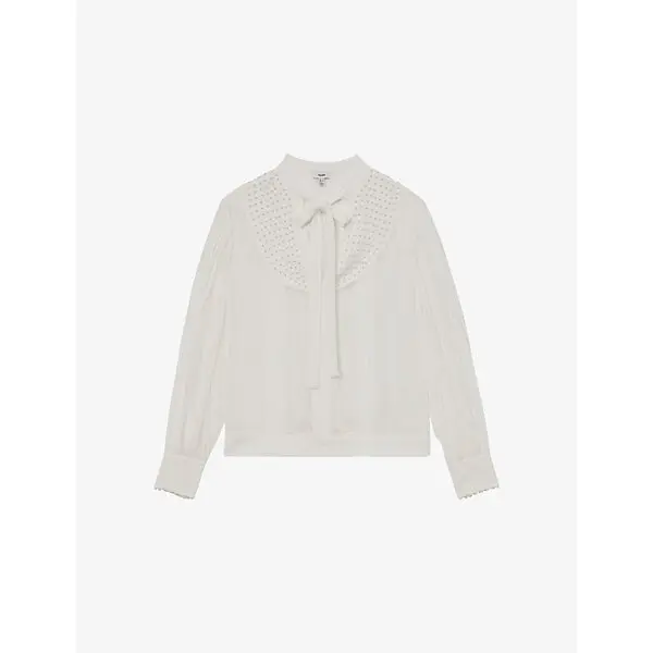 REISS Casey Bead-embellished Woven Blouse