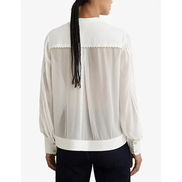 REISS Casey Bead-embellished Woven Blouse