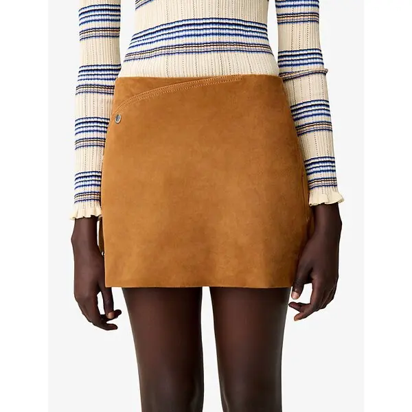 Claudie Pierlot Suede Wrap Mini Skirt