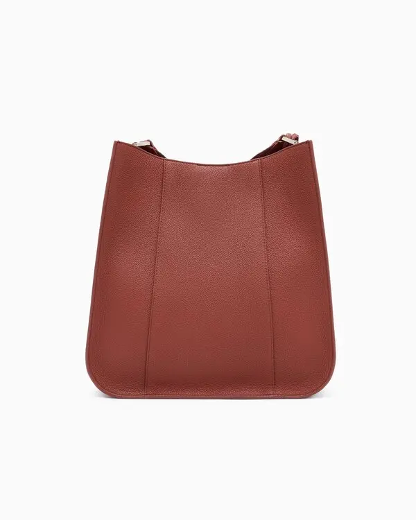 Giorgio Armani Pebbled Leather Shoulder Bag - Red