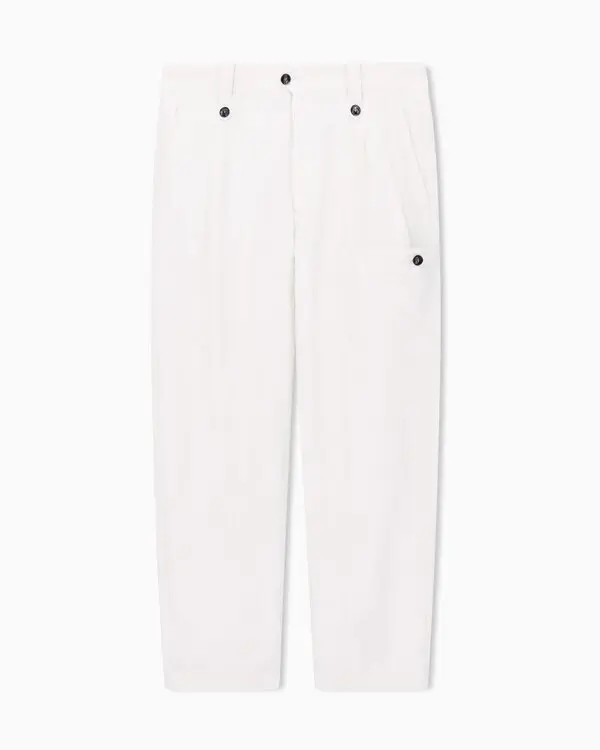 Giorgio Armani Pleated Linen Blend Trousers - Beige