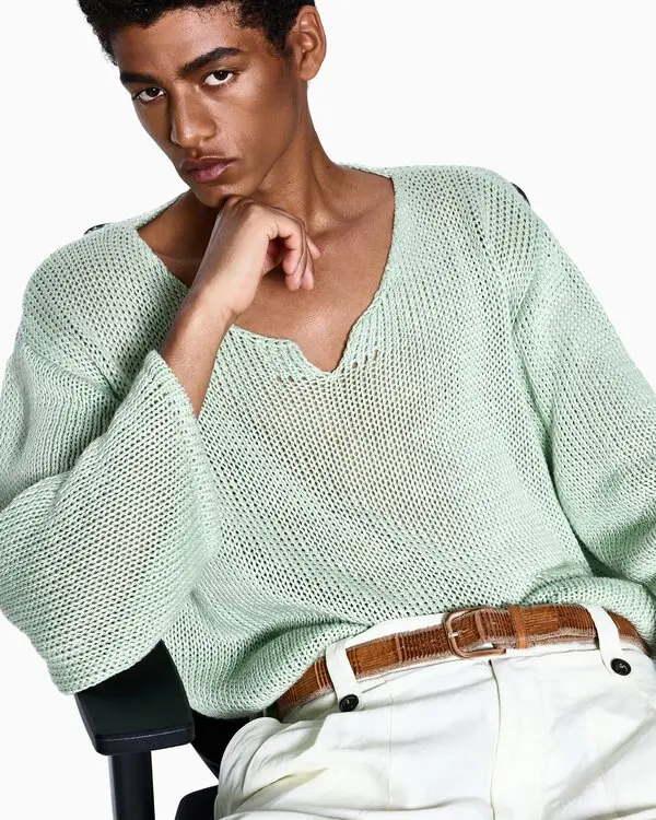 Giorgio Armani Pleated Linen Blend Trousers