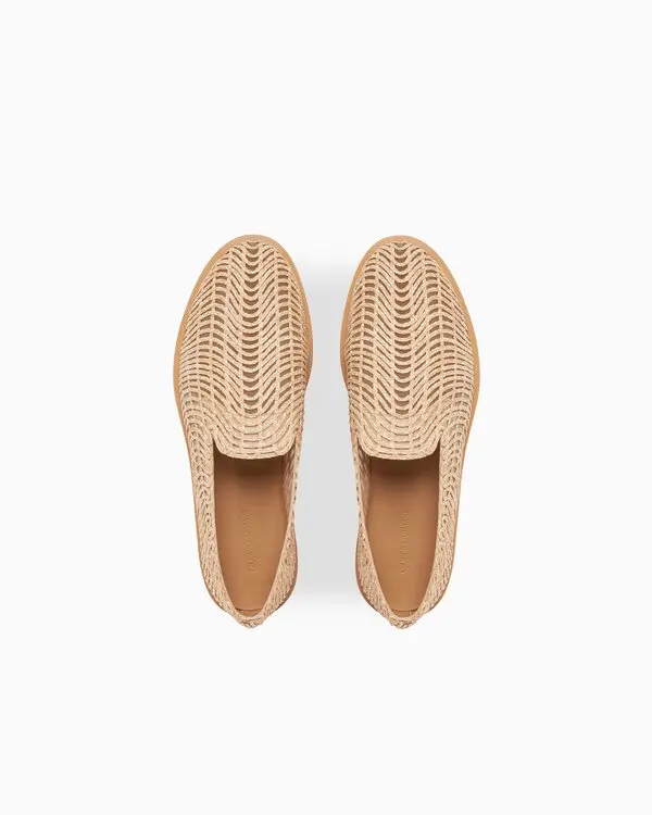 Giorgio Armani Embroidered Loafers - Beige