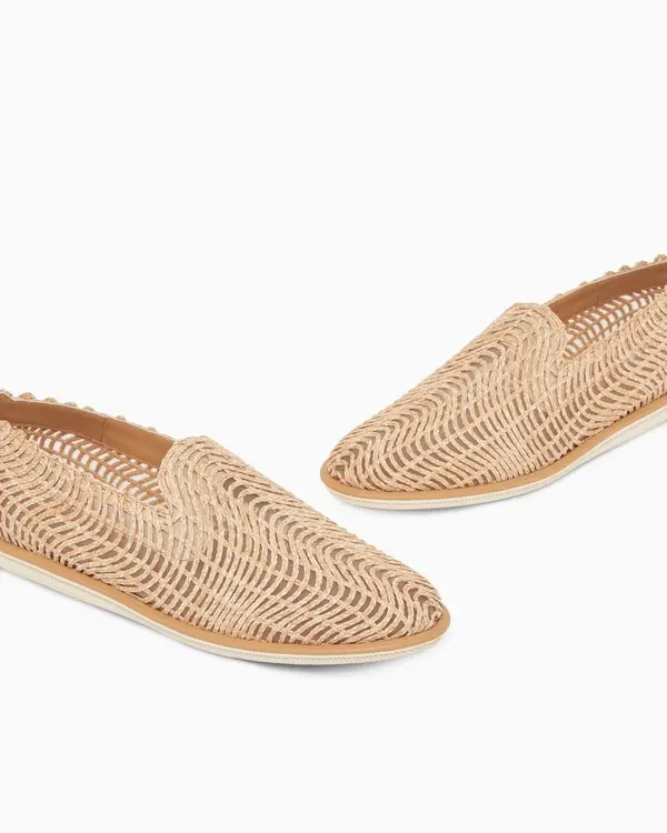 Giorgio Armani Embroidered Loafers - Beige
