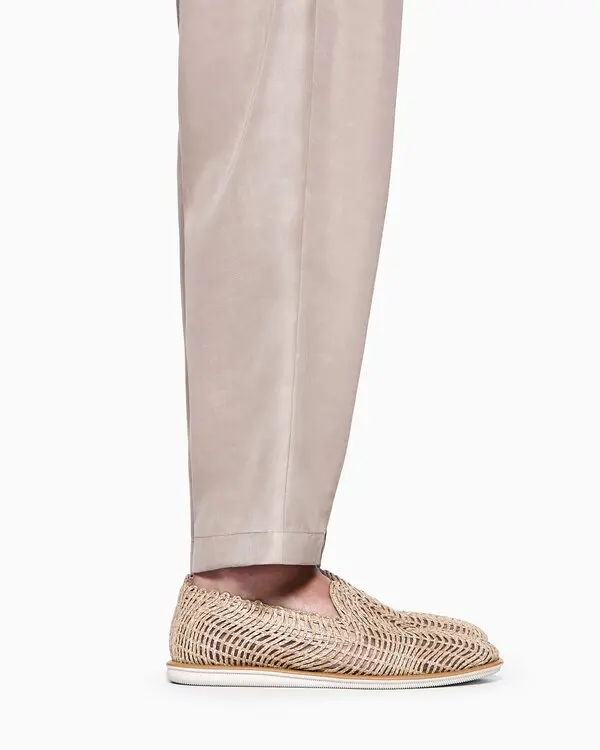 Giorgio Armani Embroidered Loafers - Beige