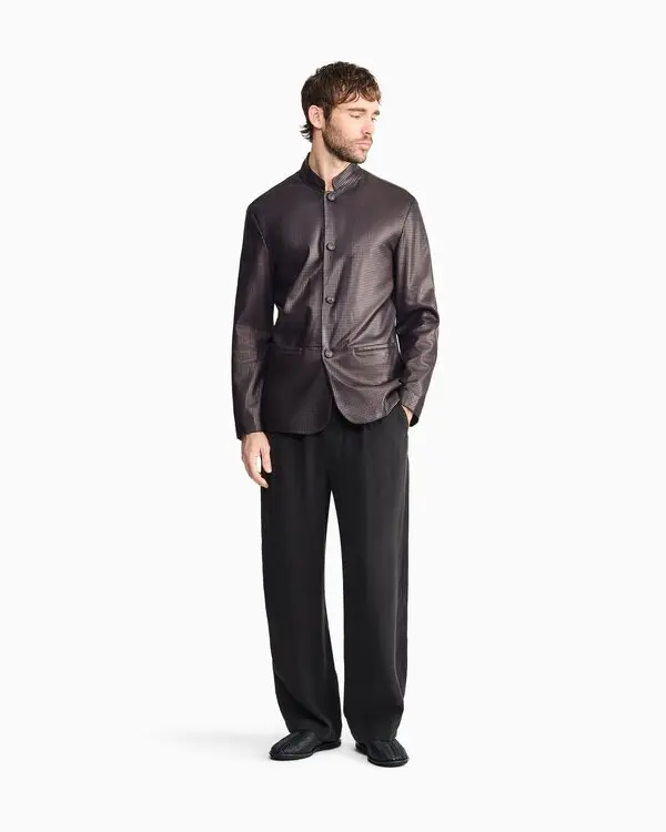 Giorgio Armani Single-breasted Perforated Nappa Lambskin Jacket