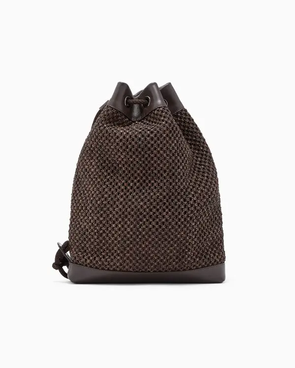 Giorgio Armani Raffia And Leather Sack