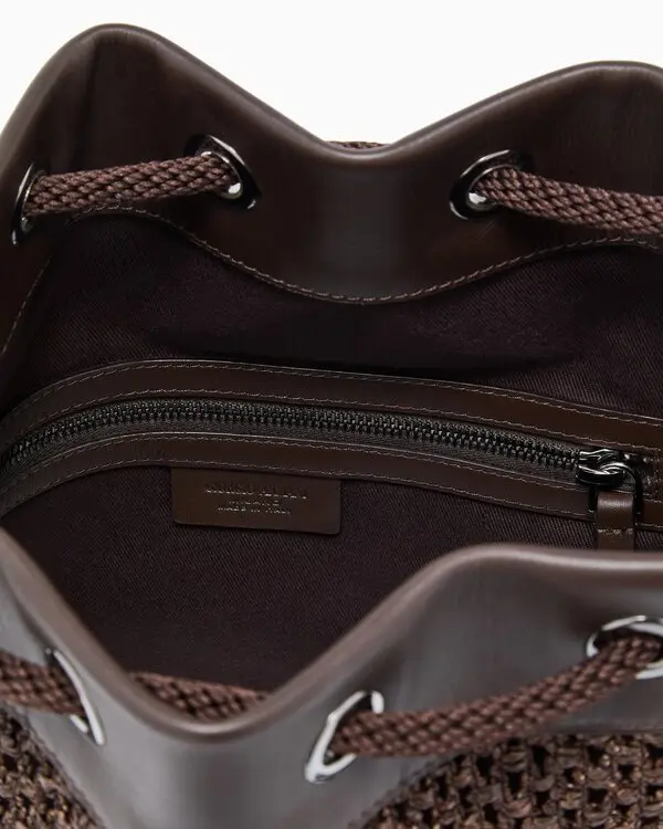 Giorgio Armani Raffia And Leather Sack