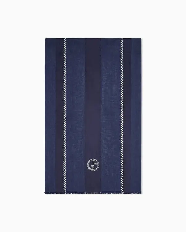 Giorgio Armani Silk-blend Jacquard Stole - Blue