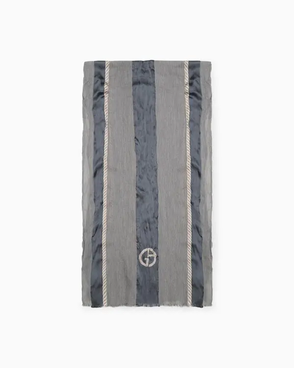 Giorgio Armani Silk-blend Jacquard Stole - Grey