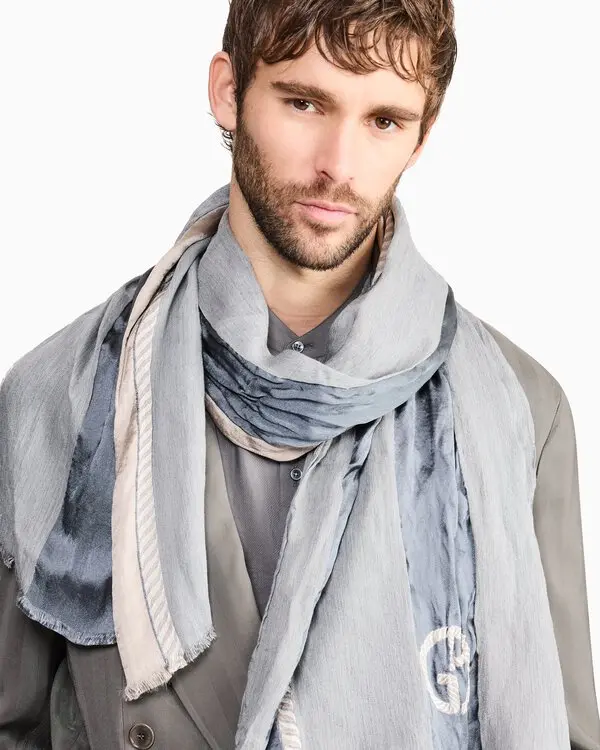 Giorgio Armani Silk-blend Jacquard Stole - Grey