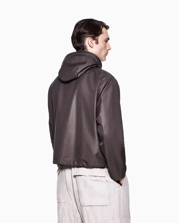 Giorgio Armani Silk-blend Twill Hooded Blouson - Brown