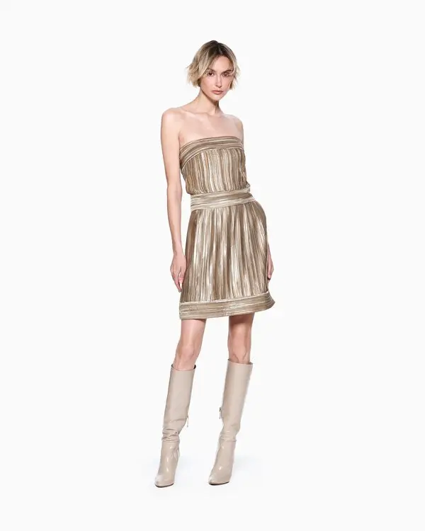 Giorgio Armani Short Pleated Satin Dress