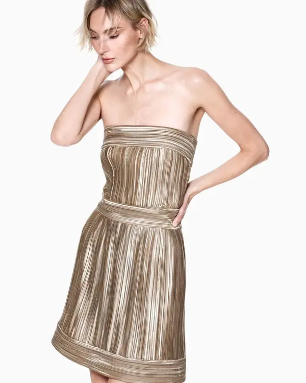 Giorgio Armani Short Pleated Satin Dress